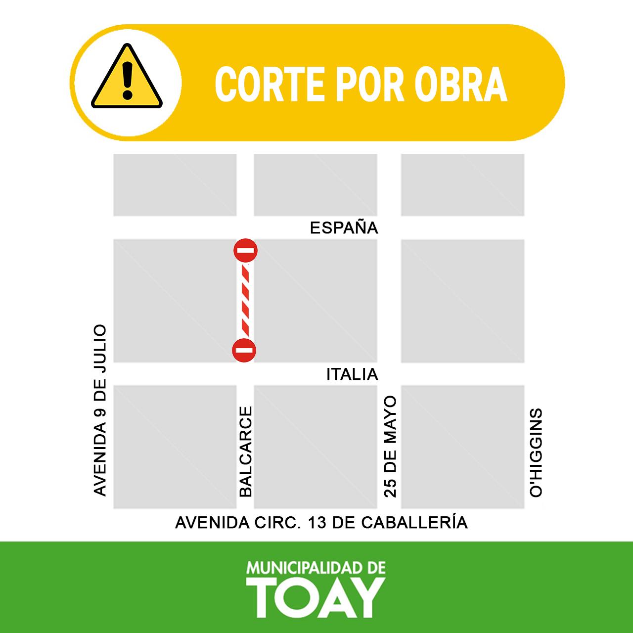 CORTE POR OBRA DE BACHEO - Municipalidad de Toay